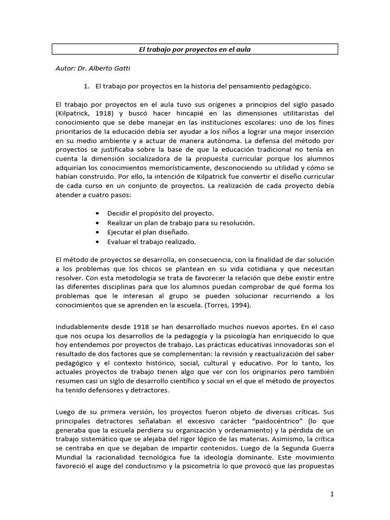El Trabajo Por Proyectos en El Aula | PDF | Enseñando | Evaluación