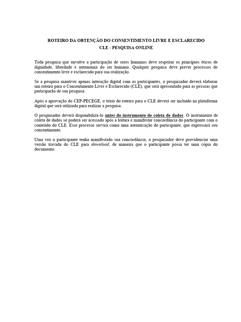 7 - Modelo Termo de Consentimento Livre e Esclarecido-tcle-Online | PDF ...
