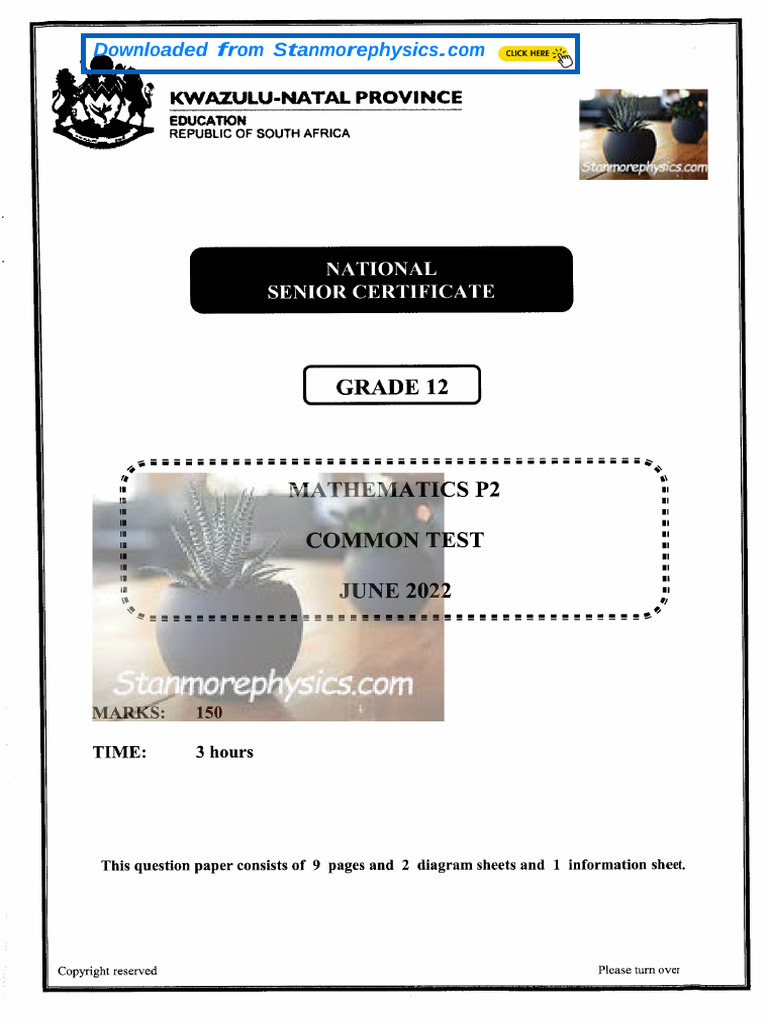 Maths Grade 12 June 2022 P2 and Memo | PDF