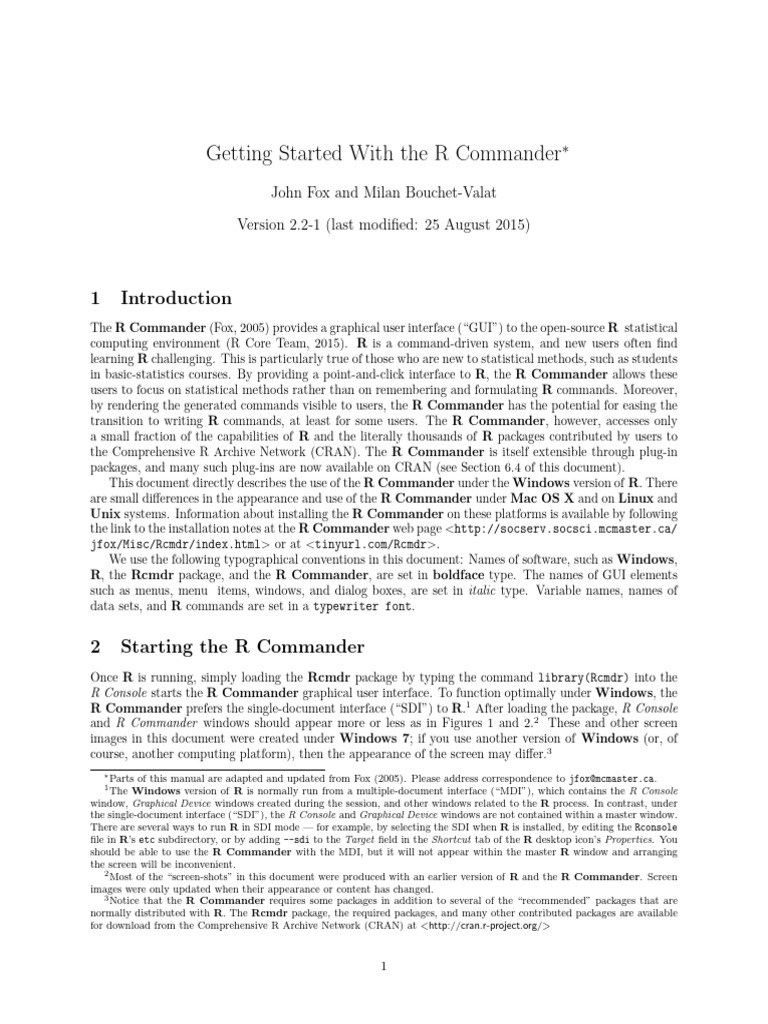 Getting Started With The RCMDR | PDF | Command Line Interface ...