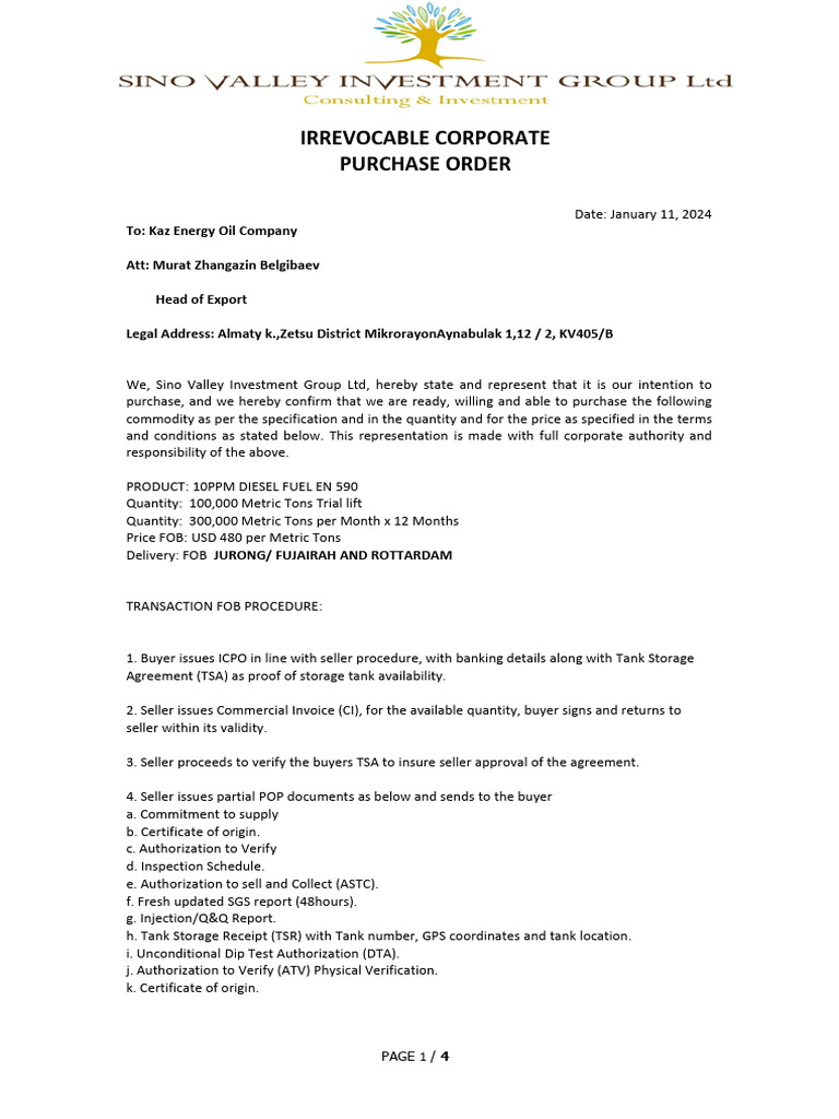 Icpo Kaz En590 - Fob | PDF | Receipt | Wire Transfer