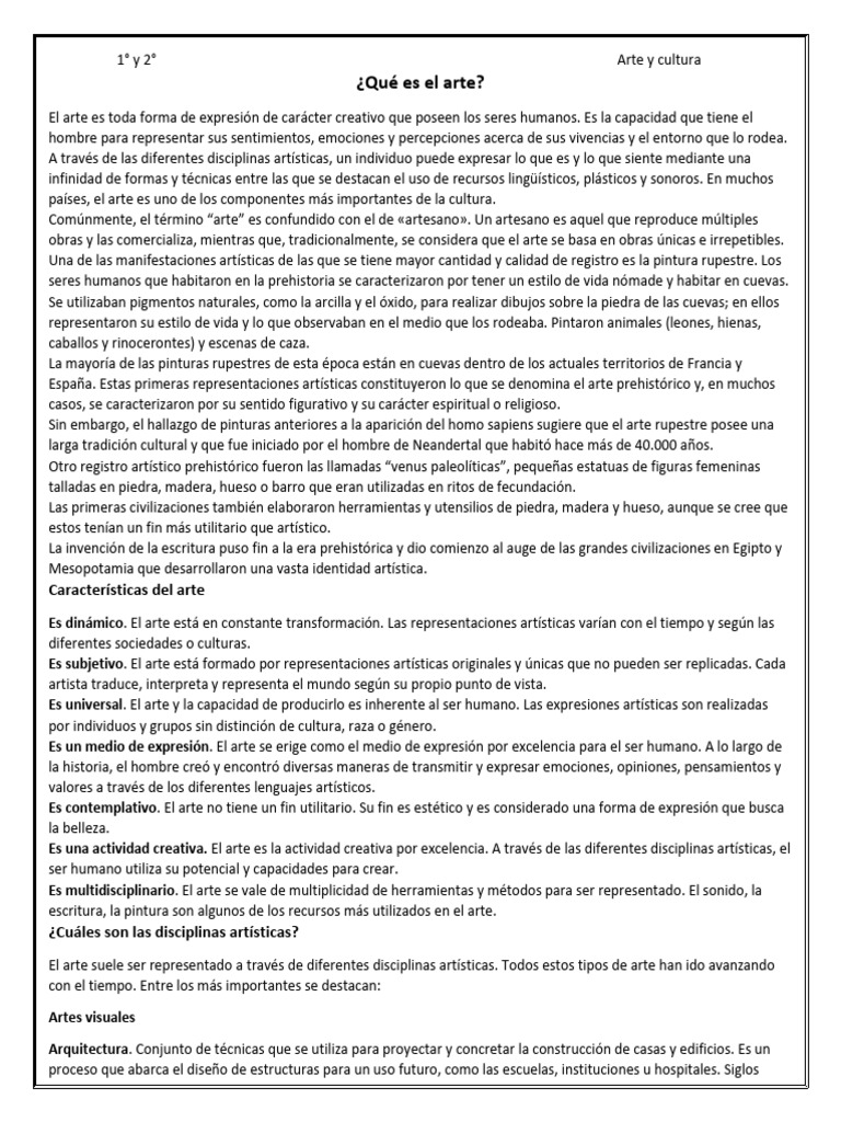 El Arte, 1° y 2° | PDF | Arte roquero | Pinturas