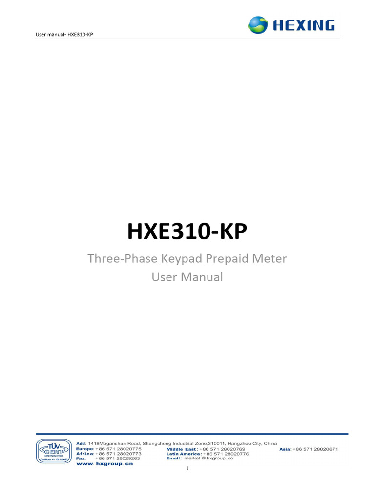 Hexing Three Phase HXE310 KP Specifications | PDF | Relay | Electrical ...