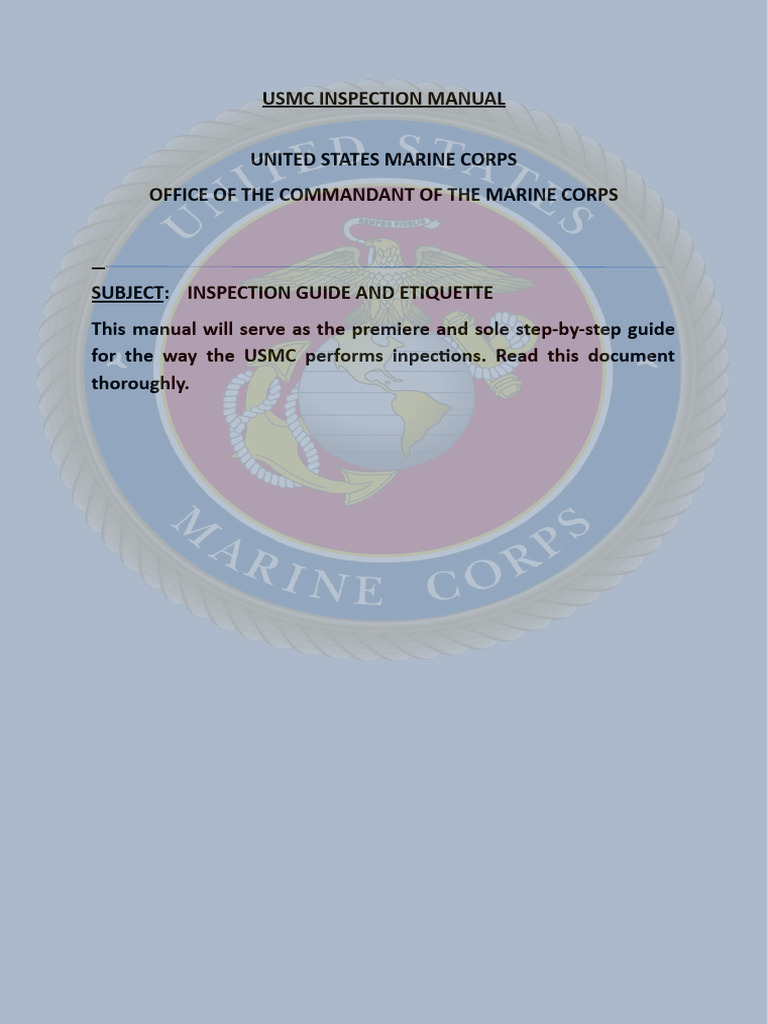 Usmc Inspection Manual Final Version | Download Free PDF | United ...