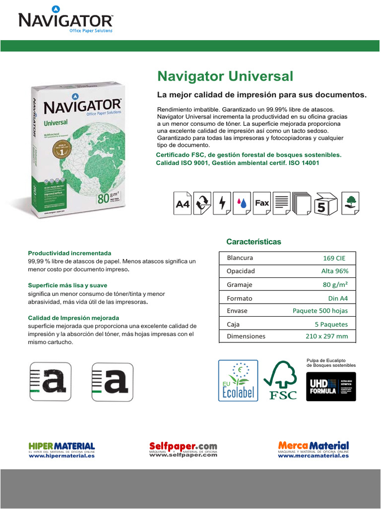 Papel Navigator Universal | PDF
