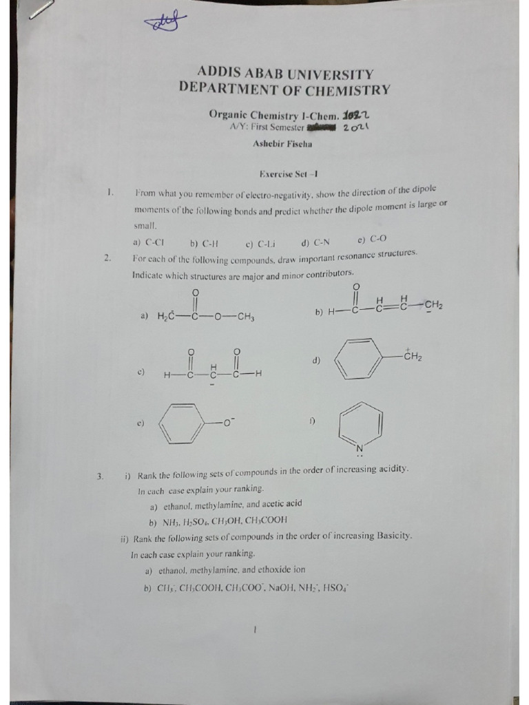 Organic Chemistry work sheet | PDF