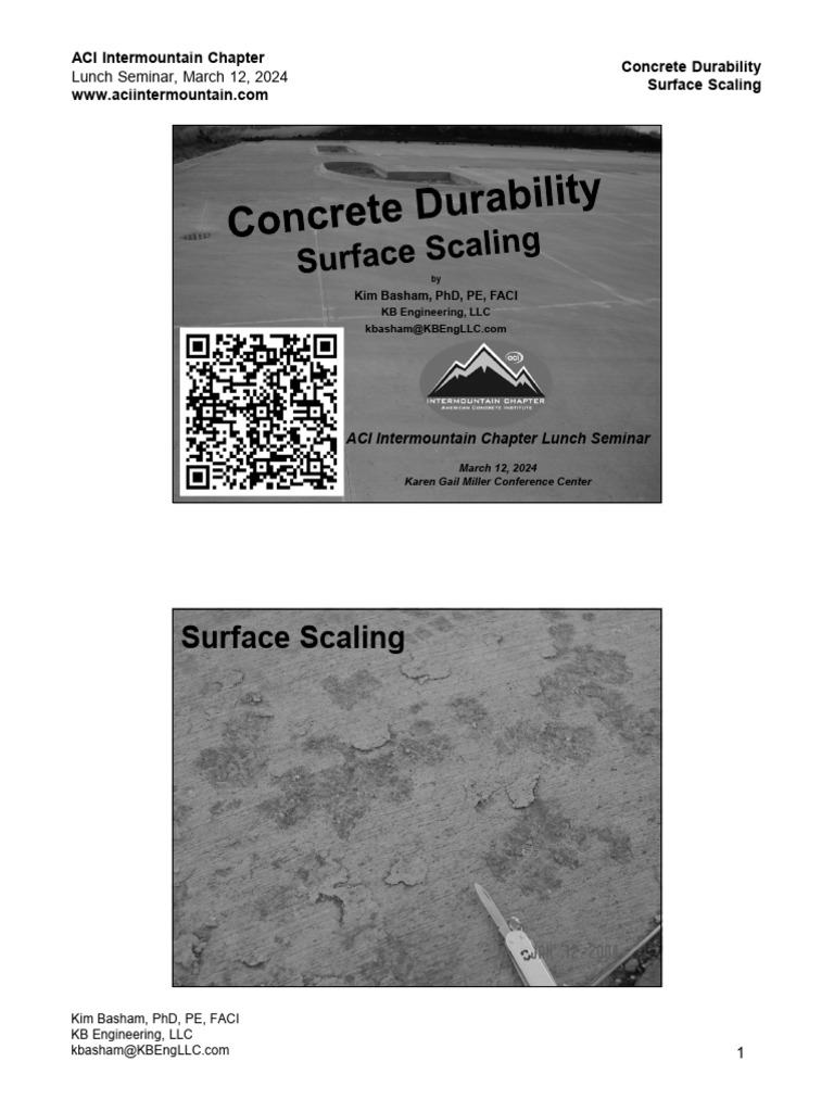 Concrete Durability ACI Intermountain ACI March 12 2024 | PDF | Concrete | Materials