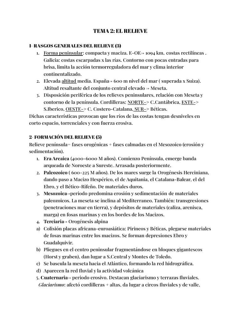 Tema 2: El Relieve | PDF | Geomorfología | Paisaje