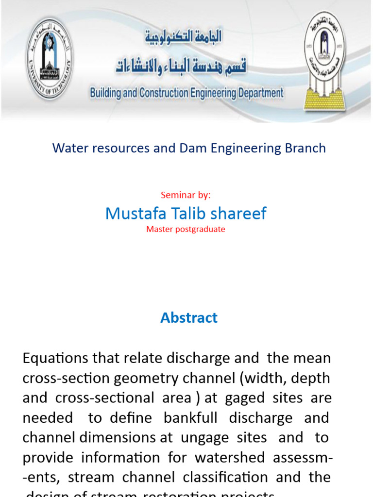 Bankfull Discharge and Channel Geometry | PDF