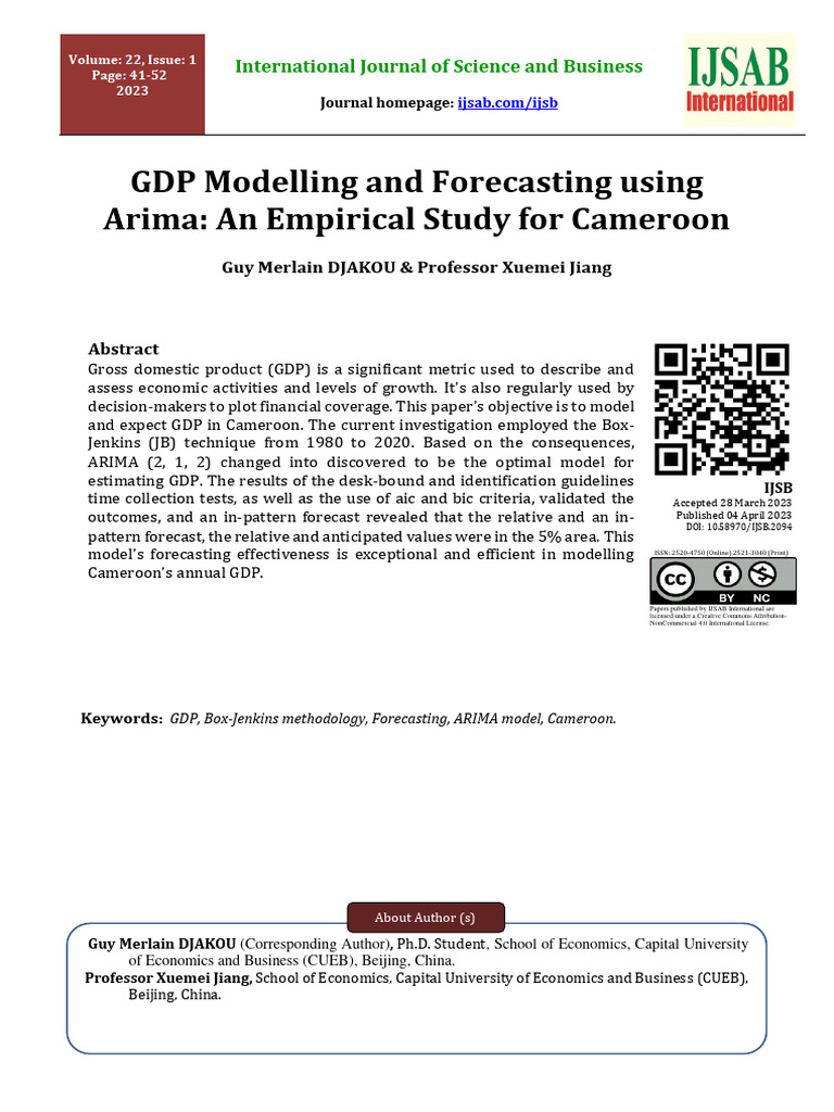 GDP Modelling and Forecasting Using Arima: An Empirical Study For ...