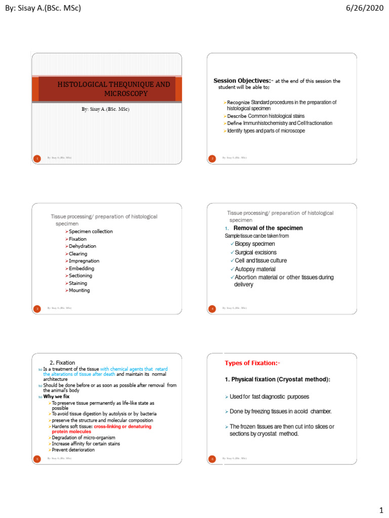 Histological Technique For MD | PDF | Fixation (Histology) | Histology
