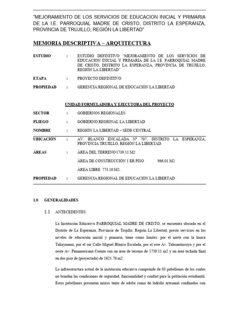 3 Memoria Descriptiva Arquitectura | PDF