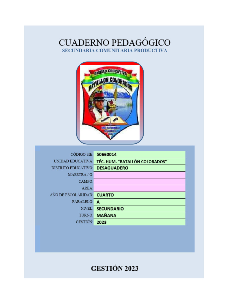 Registro Pedagógico 2023 4to A Secc | PDF