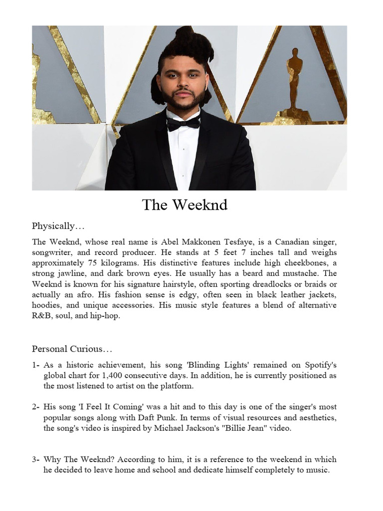 The Weeknd: Bio, Music, and Influences | PDF