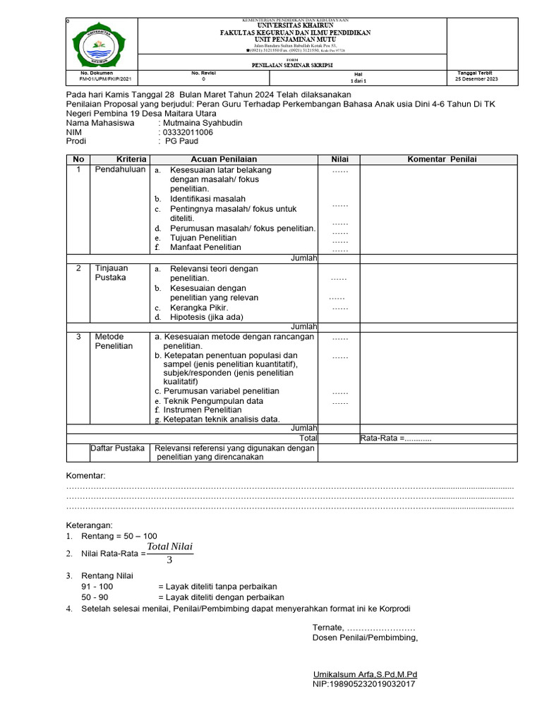 1 - Lembar-Penilaian Ibu Umi | PDF