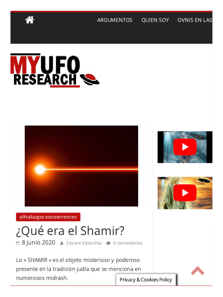 ¿Qué Era El Shamir - Myuforesearch Un Laser en La Biblia | PDF | Objeto ...
