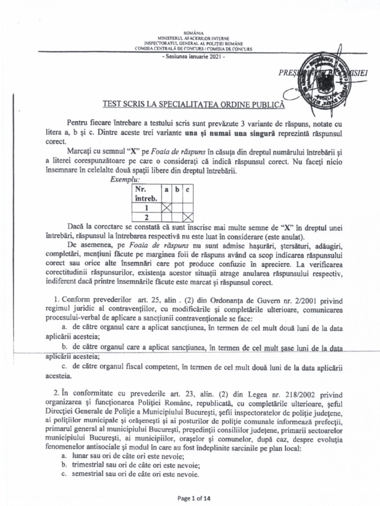 TEST TCO OP Plus Grila Corectare | PDF