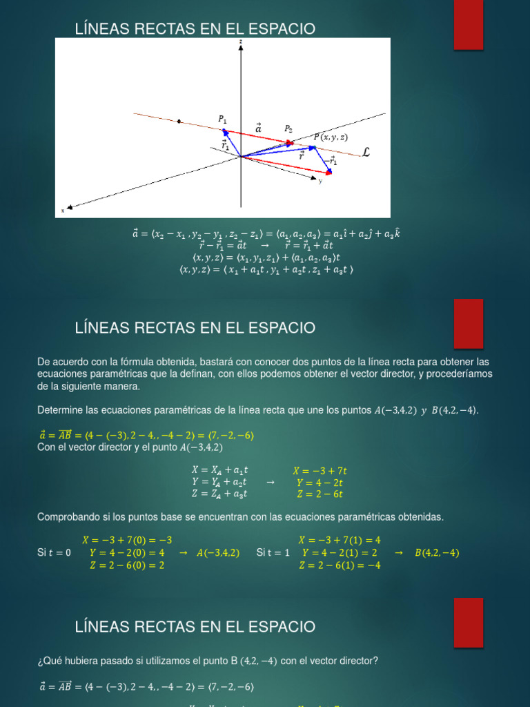 4 Líneas Rectas en El Espacio | PDF | Línea (geometría) | Ecuaciones