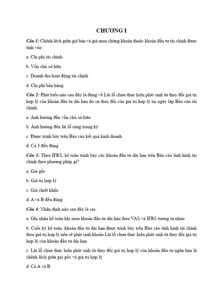 Trắc nghiệm KTTCNC cuối kỳ | PDF