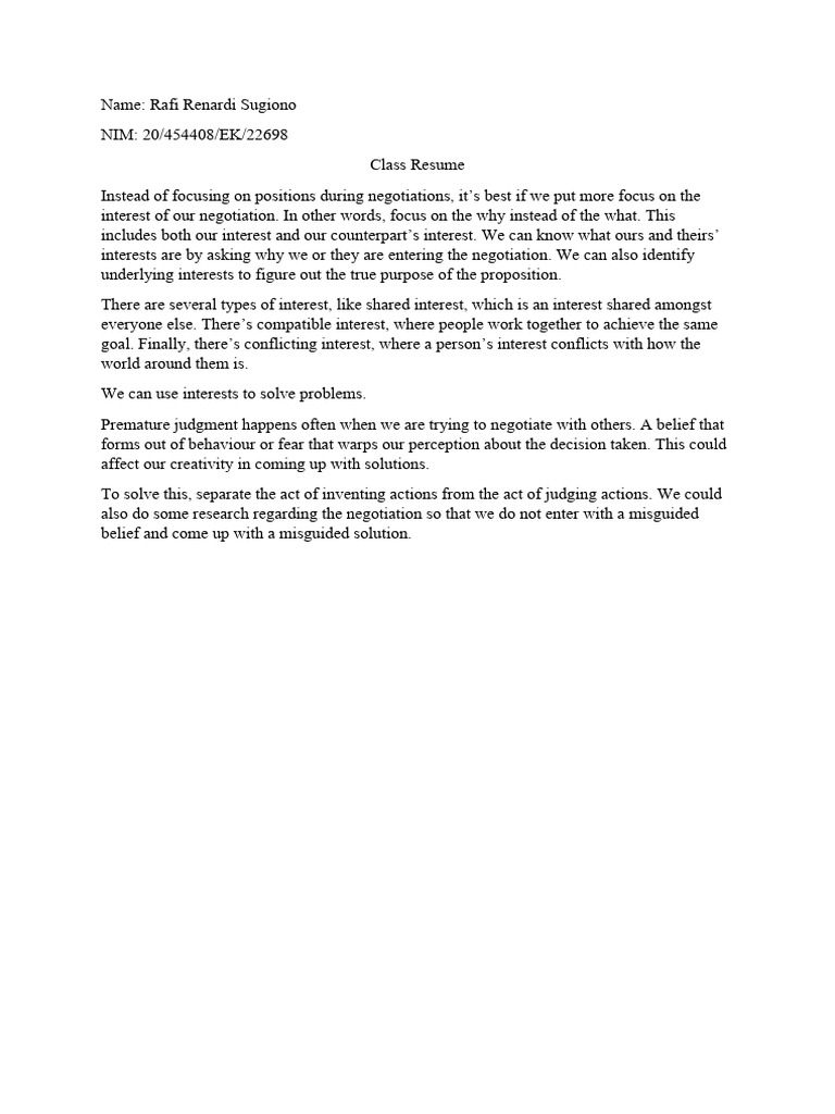 Class Resume | PDF | Career & Growth