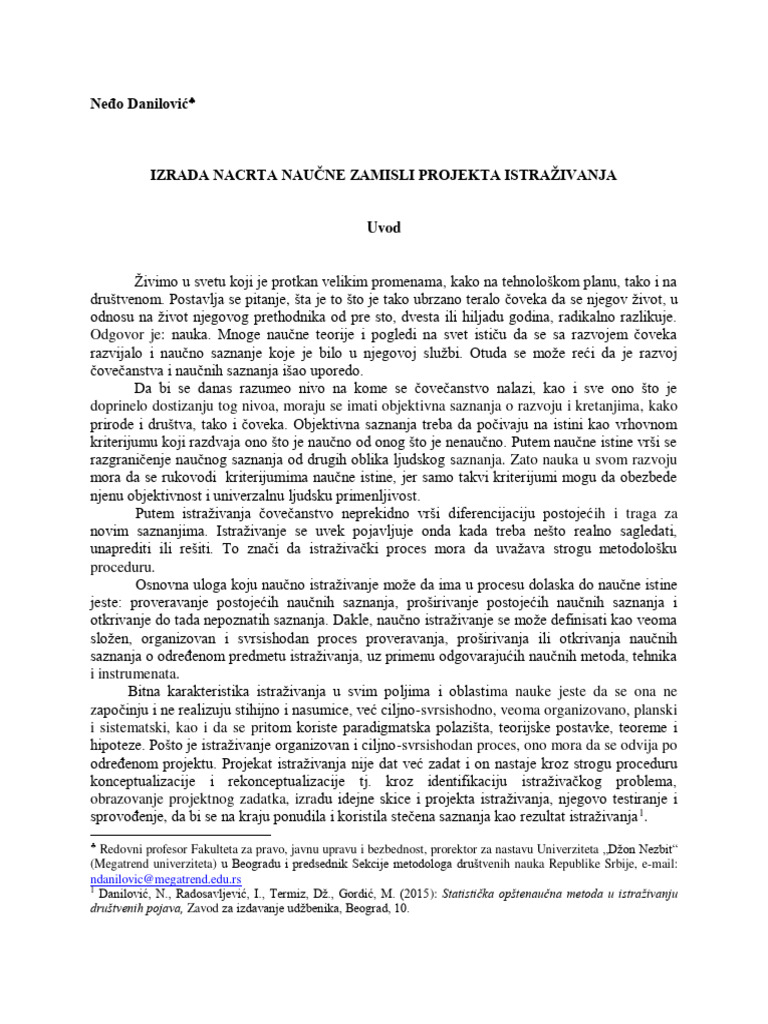 Metodologija Naučnog Istraživanja - Skripta | PDF