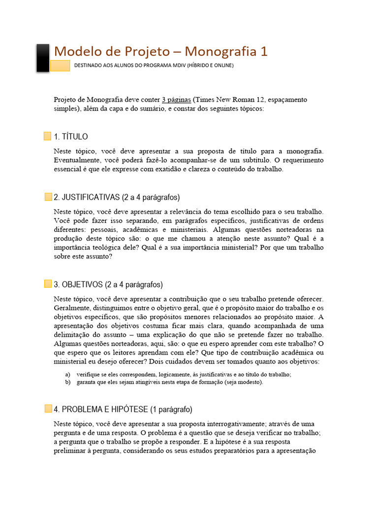 Modelo de Projeto MON1 | PDF