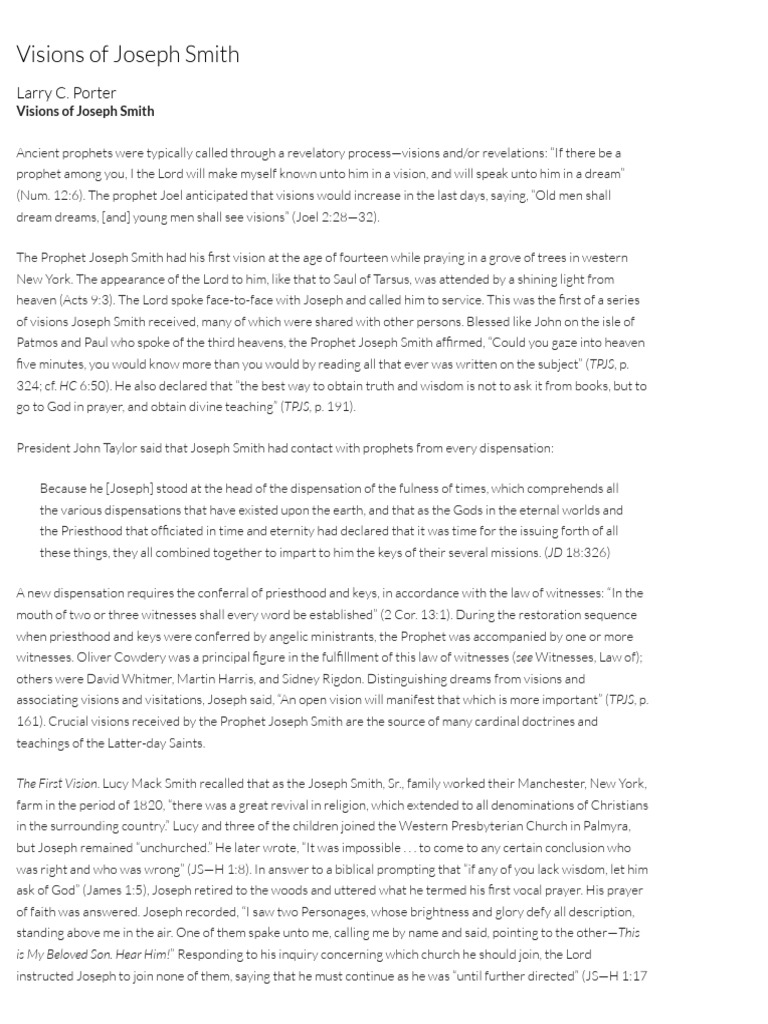 Visions of Joseph Smith | Download Free PDF | Joseph Smith | Book Of Mormon