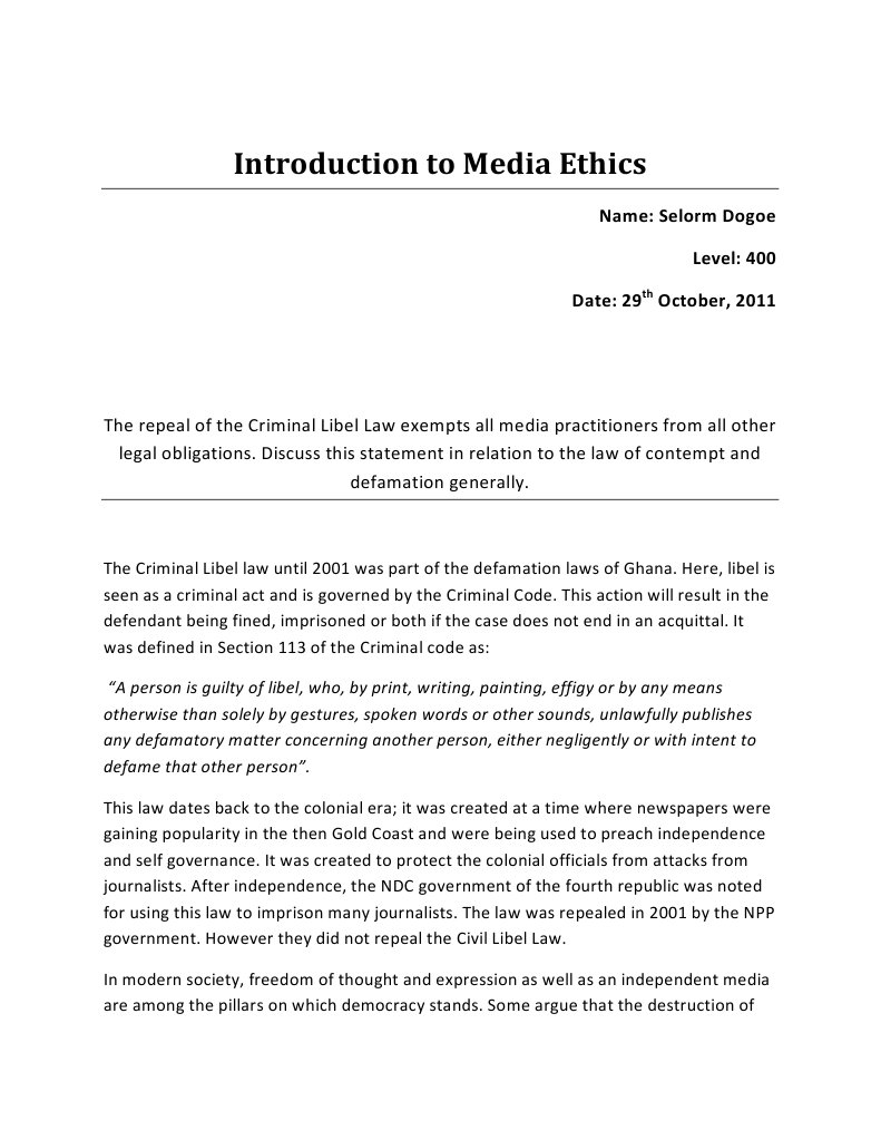 Introduction To Media Ethics | PDF | Rights | Injustice