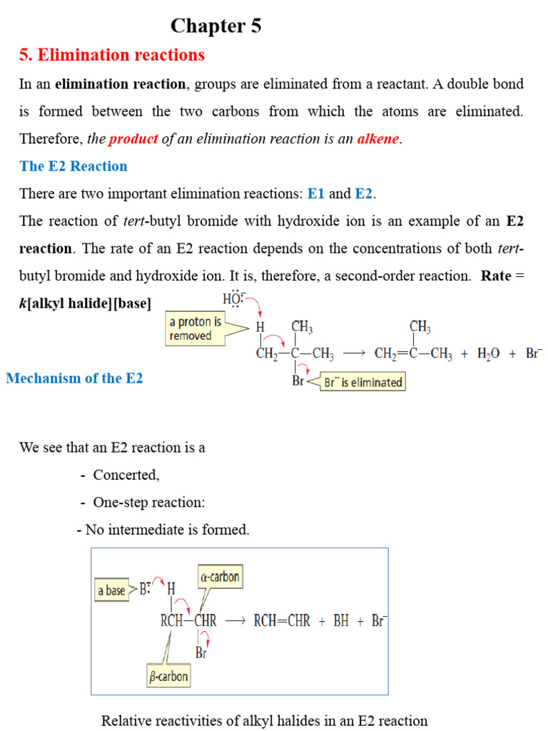 Chapter 5 Elimination Reaction | PDF | Chemical Reactions | Alkene