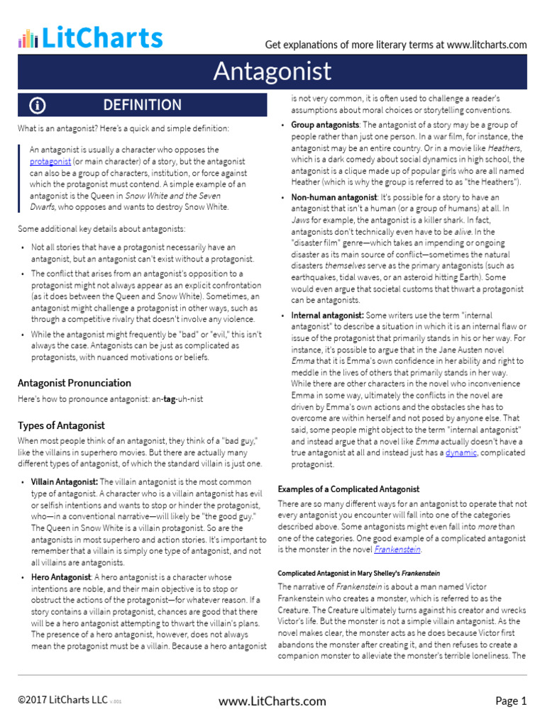 Antagonist LitChart | PDF