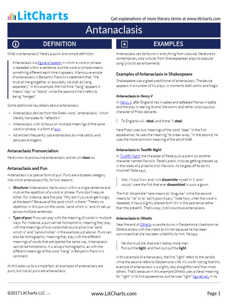 Antanaclasis-LitChart | PDF