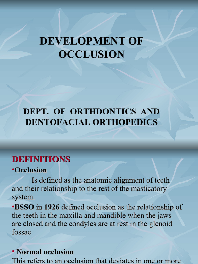 Occlusion Development Guide | PDF | Tooth | Mouth