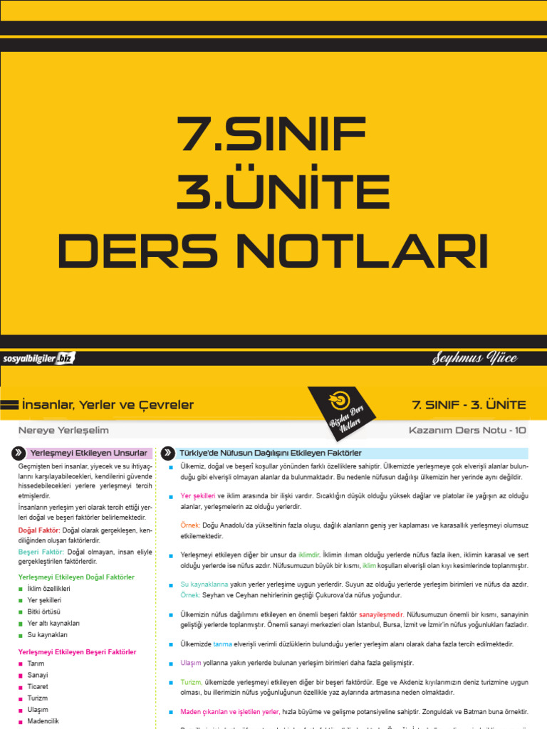7.sınıf 3.ünite Ders Notları | PDF