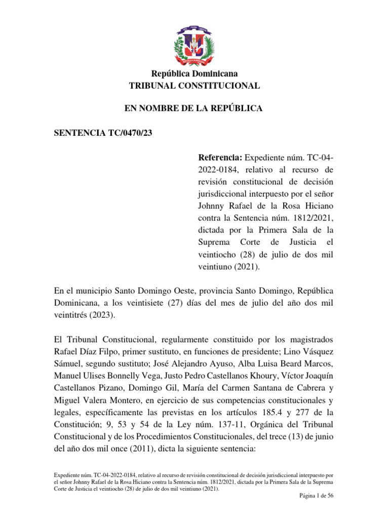 TC 0470 23 TC 04 2022 0184 | PDF | Judicaturas | Sentencia (ley)