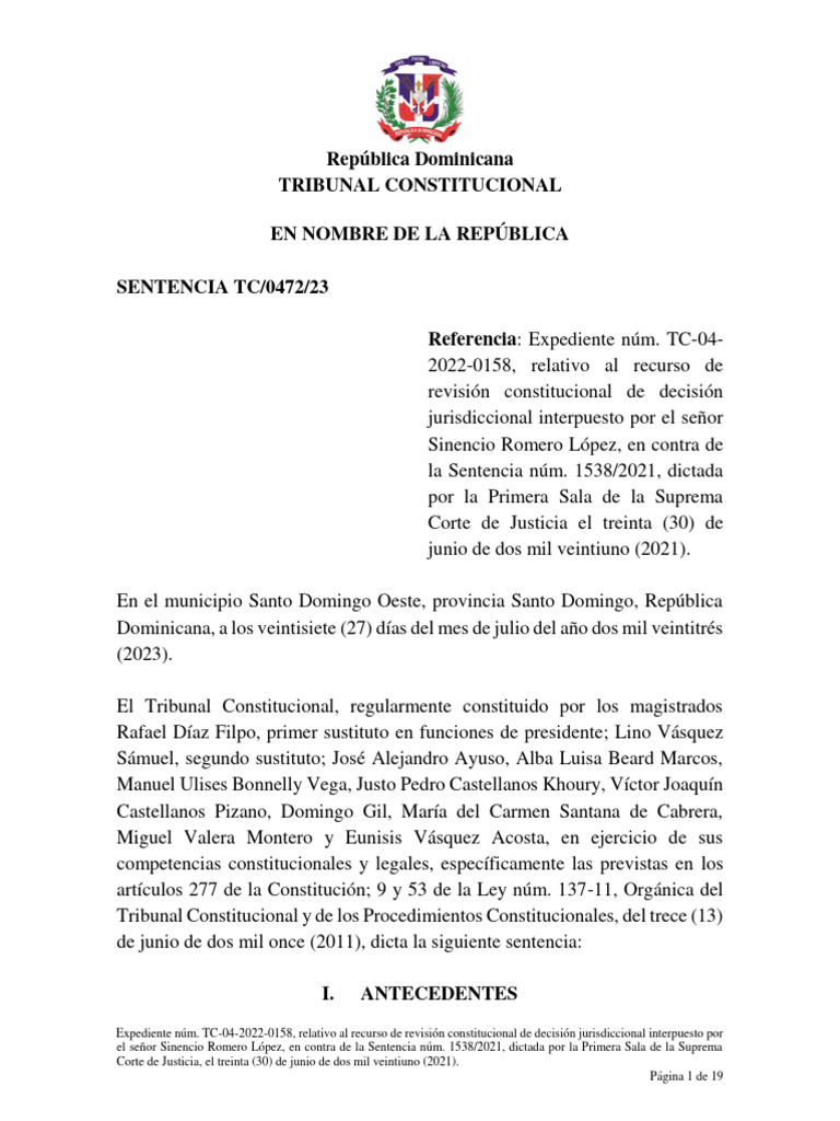 TC 0472 23 TC 04 2022 0158 | PDF | Judicaturas | Sentencia (ley)