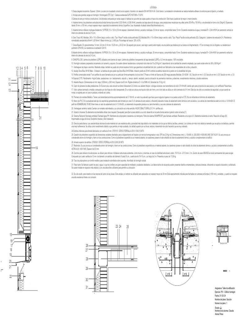 TE P01_ClaudiaAlonsoPerez 001 Sección Constructiva | PDF | Aislamiento ...