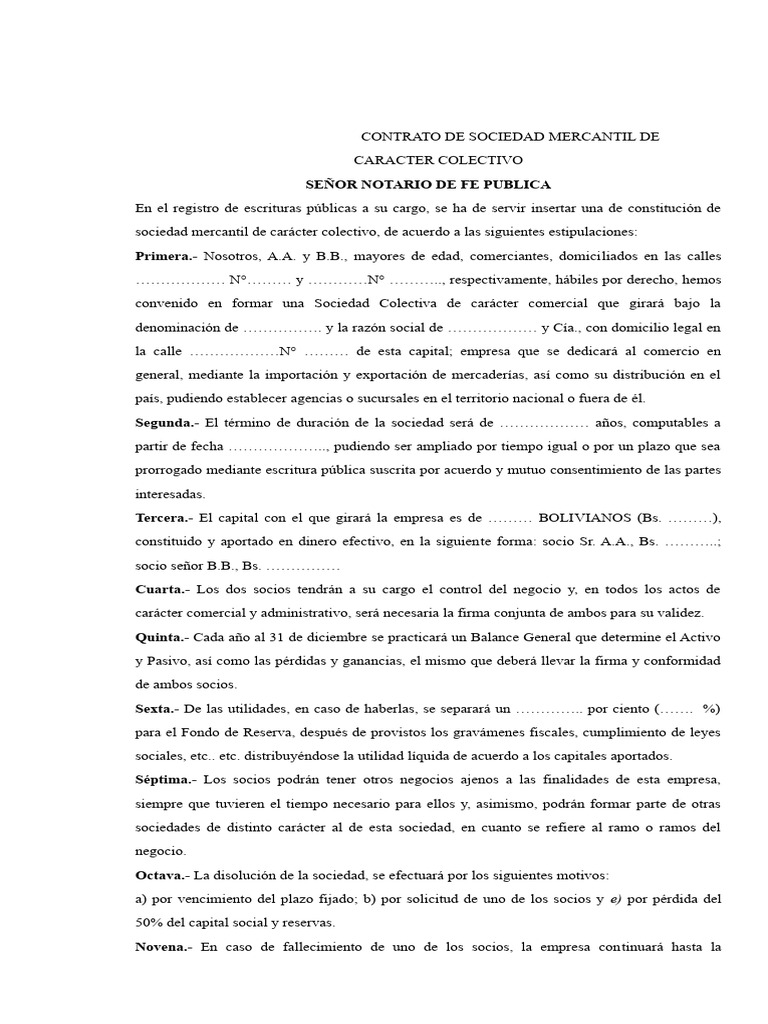 116-Cont. de Soc. Mercantil de Caracter Colectivo | PDF | Sociedad de ...