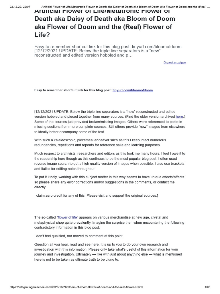 Artificial Flower of Life - Metatronic Flower of Death Aka Daisy of ...