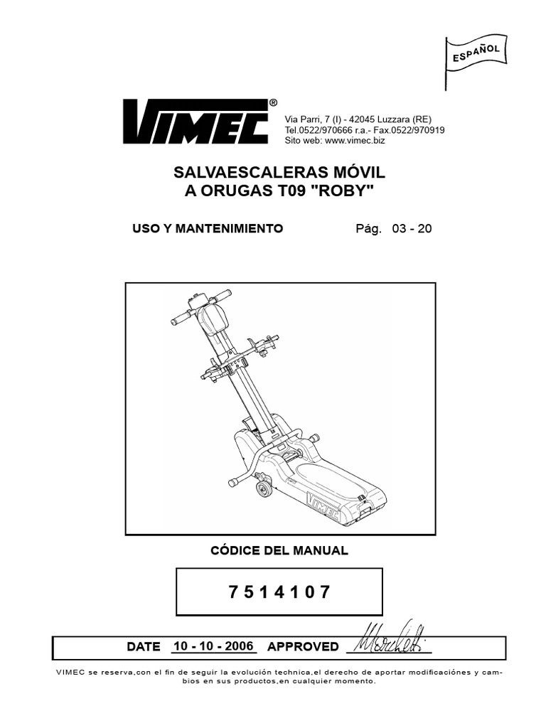 Manual Salvaescaleras Vimec T09 | PDF | Escalera | Timón
