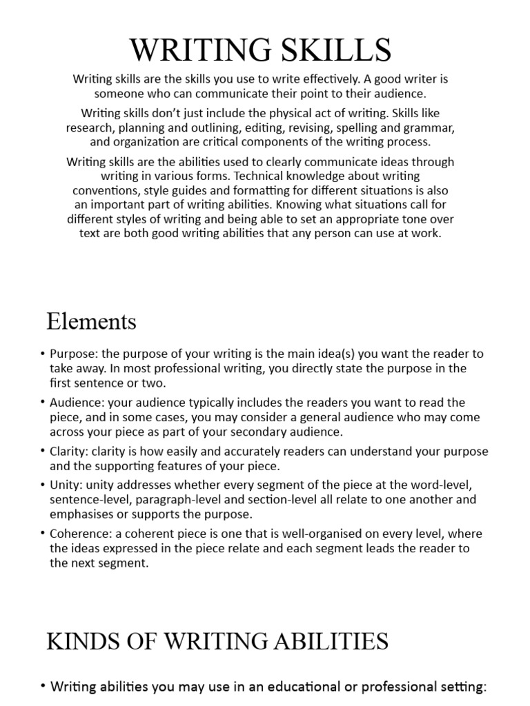 Essential Writing Skills Explained | PDF