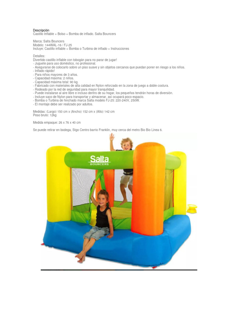 Castillo Inflable Salta Bouncers 144WAL-16 | PDF | Hogar, jardinería y ...