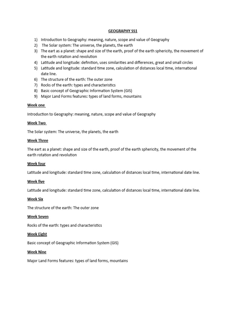 Geography SS1 | PDF