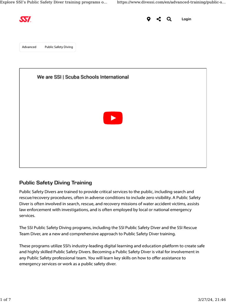 Explore SSI's Public Safety Diver Training Programs Online Today! | PDF ...