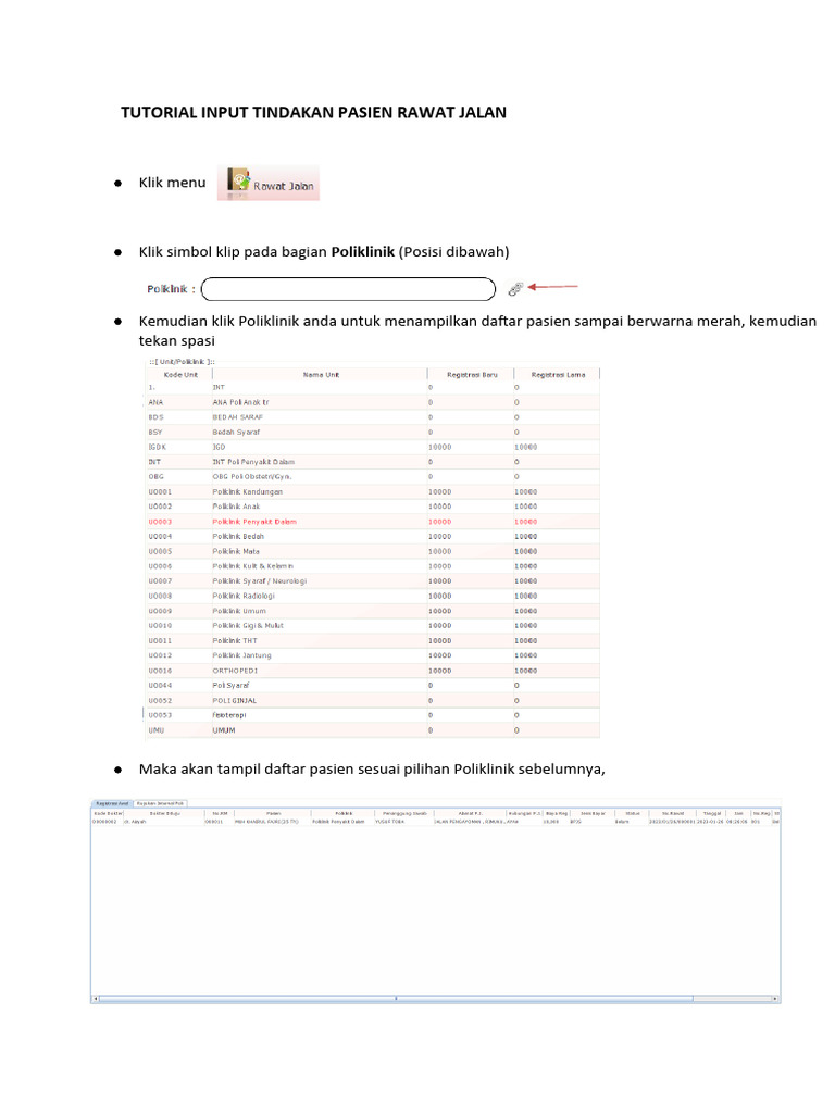 Input Tindakan Pasien Rawat Jalan | PDF