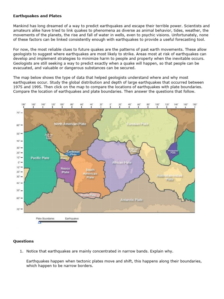 Earthquake and Plates WS NOAA | PDF | Earthquakes | Plate Tectonics
