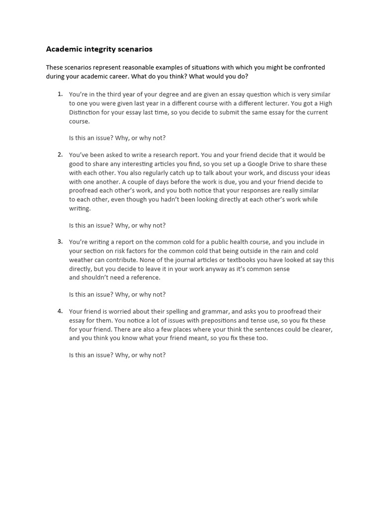 GSOE9011 Academic integrity scenarios | PDF
