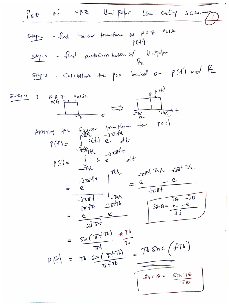 Psd Of Nrz Unipolar Line Coding Pdf 