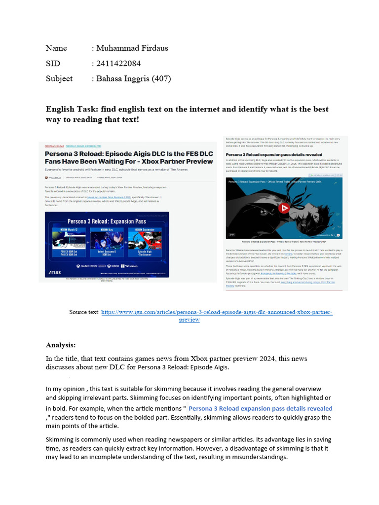 Skimming Techniques for Game News Articles | PDF