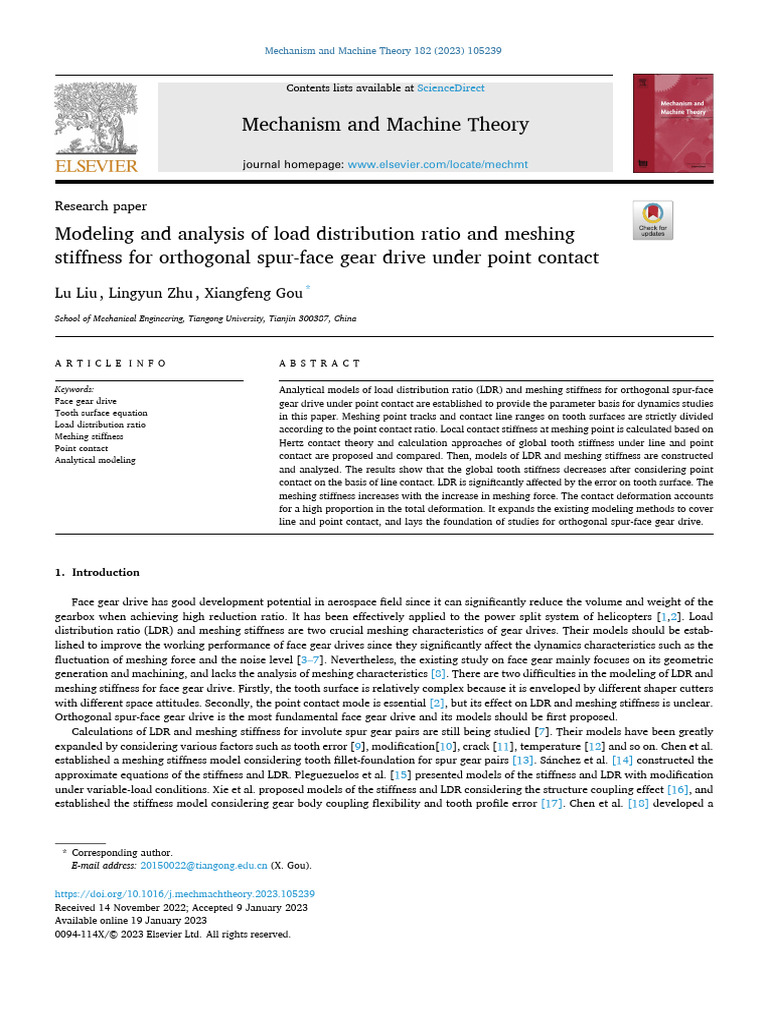 Load Distribution and Stiffness in Face Gears | PDF | Gear | Ellipse