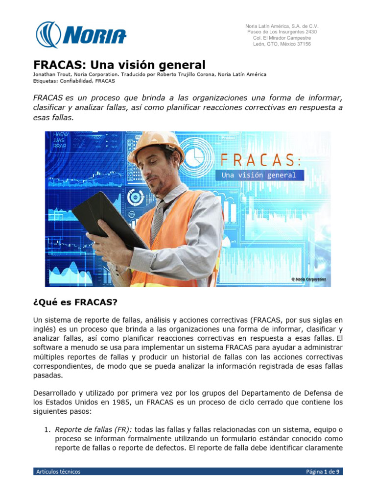Introducción al proceso FRACAS | PDF | Ingeniería de confiabilidad ...